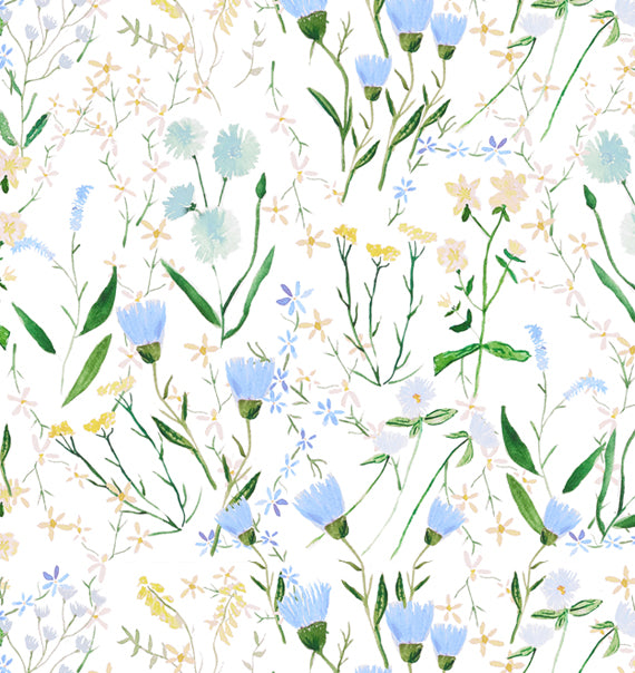 Spring Wildflowers Periwinkle Linen – Textiles by SMITH
